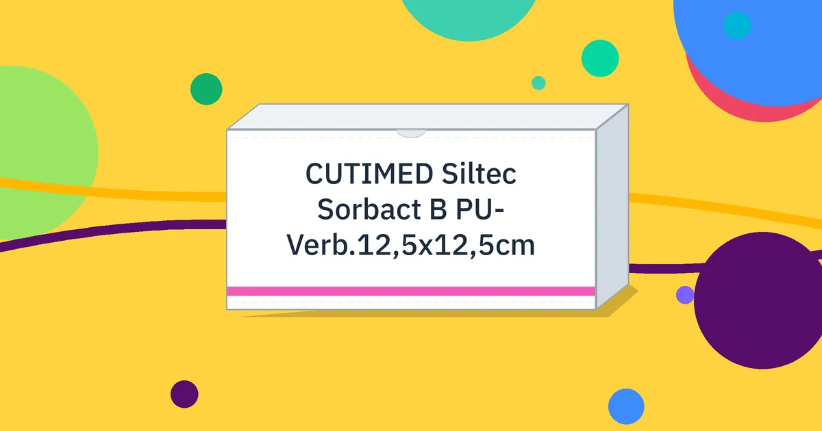 Symbolbild: Packung mit der Aufschrift CUTIMED Siltec Sorbact B PU-Verb.12,5x12,5cm (PZN 12729396) – Verfügbarkeit und Bezug in Apotheken in Frankfurt am Main