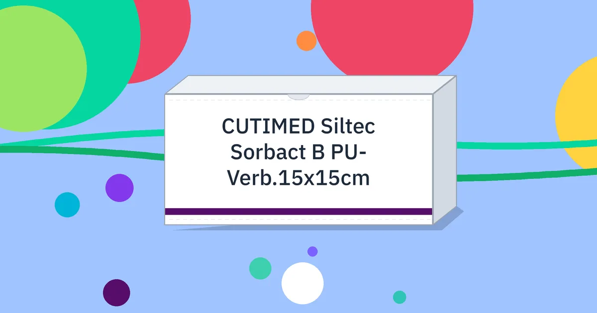 Symbolbild: Packung mit der Aufschrift CUTIMED Siltec Sorbact B PU-Verb.15x15cm (PZN 12551490) – Verfügbarkeit und Bezug in Apotheken in Frankfurt am Main