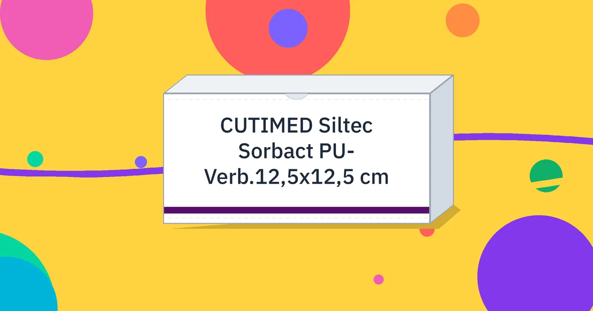 Symbolbild: Packung mit der Aufschrift CUTIMED Siltec Sorbact PU-Verb.12,5x12,5 cm (PZN 20543553) – Verfügbarkeit und Bezug in Apotheken in Frankfurt am Main