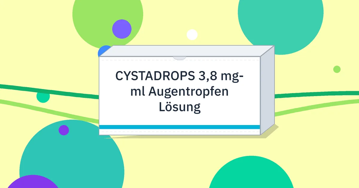 Symbolbild: Packung mit der Aufschrift CYSTADROPS 3,8 mg-ml Augentropfen Lösung (PZN 11519001) – Verfügbarkeit und Bezug in Apotheken in Frankfurt am Main