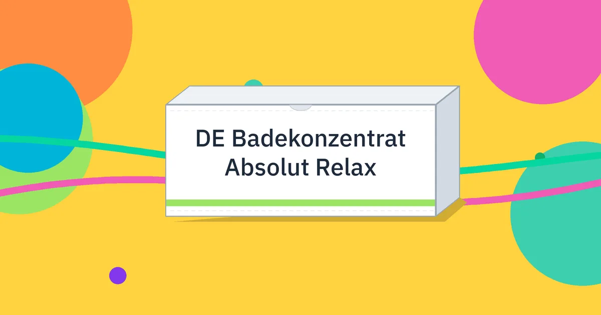Symbolbild: Packung mit der Aufschrift DE Badekonzentrat Absolut Relax (PZN 15820660) – Verfügbarkeit und Bezug in Apotheken in Frankfurt am Main