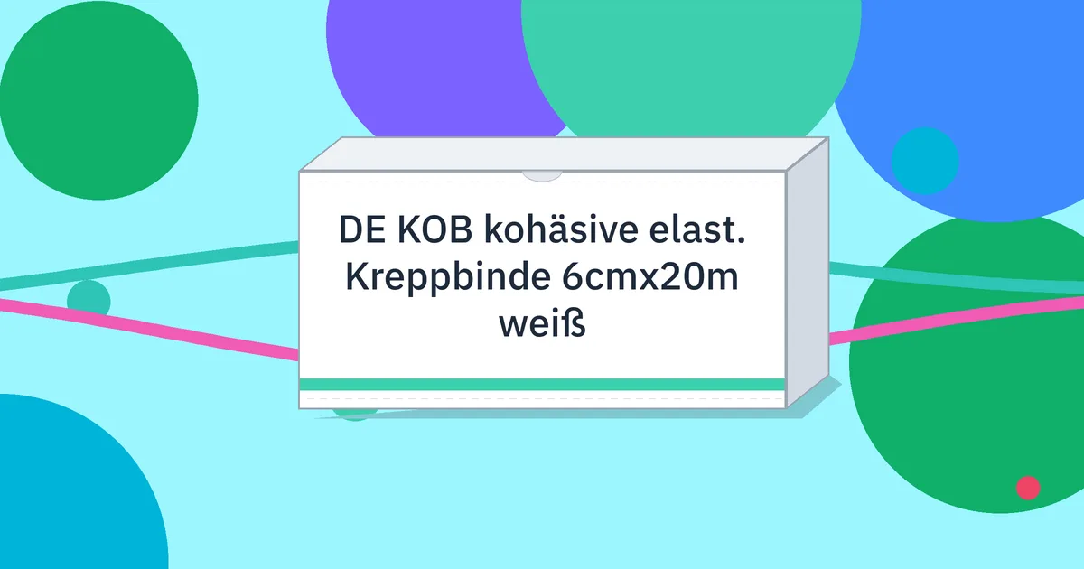 Symbolbild: Packung mit der Aufschrift DE KOB kohäsive elast. Kreppbinde 6cmx20m weiß (PZN 09747143) – Verfügbarkeit und Bezug in Apotheken in Frankfurt am Main