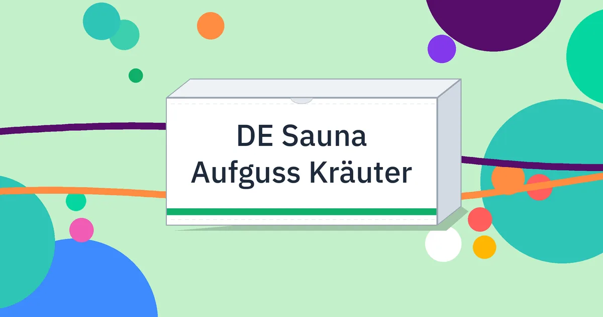 Symbolbild: Packung mit der Aufschrift DE Sauna Aufguss Kräuter (PZN 17446875) – Verfügbarkeit und Bezug in Apotheken in Frankfurt am Main