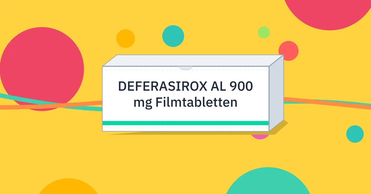 Symbolbild: Packung mit der Aufschrift DEFERASIROX AL 900 mg Filmtabletten (PZN 17482842) – Verfügbarkeit und Bezug in Apotheken in Frankfurt am Main