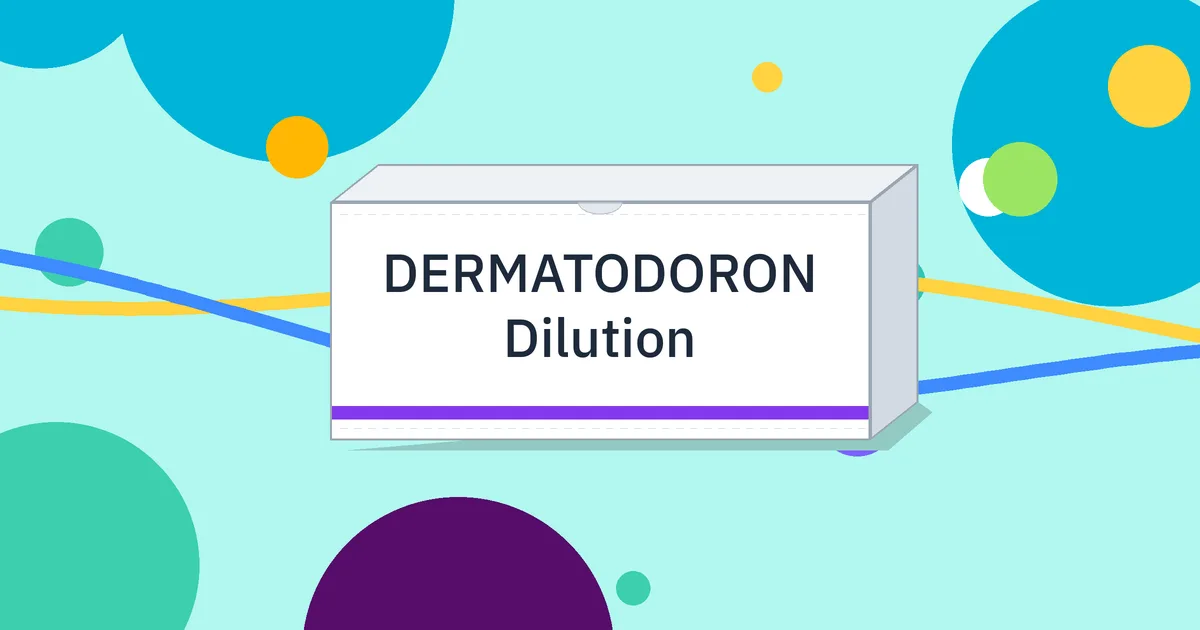 Symbolbild: Packung mit der Aufschrift DERMATODORON Dilution (PZN 00269713) – Verfügbarkeit und Bezug in Apotheken in Frankfurt am Main
