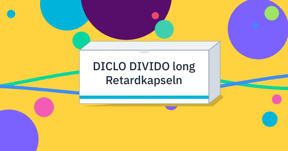 Symbolbild: Packung mit der Aufschrift DICLO DIVIDO long Retardkapseln (PZN 03892625) – Verfügbarkeit und Bezug in Apotheken in Frankfurt am Main