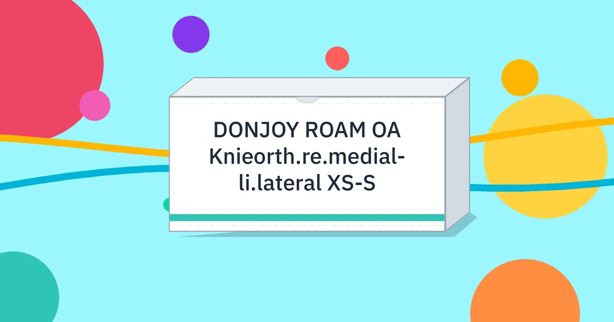 Symbolbild: Packung mit der Aufschrift DONJOY ROAM OA Knieorth.re.medial-li.lateral XS-S (PZN 19378327) – Verfügbarkeit und Bezug in Apotheken in Frankfurt am Main
