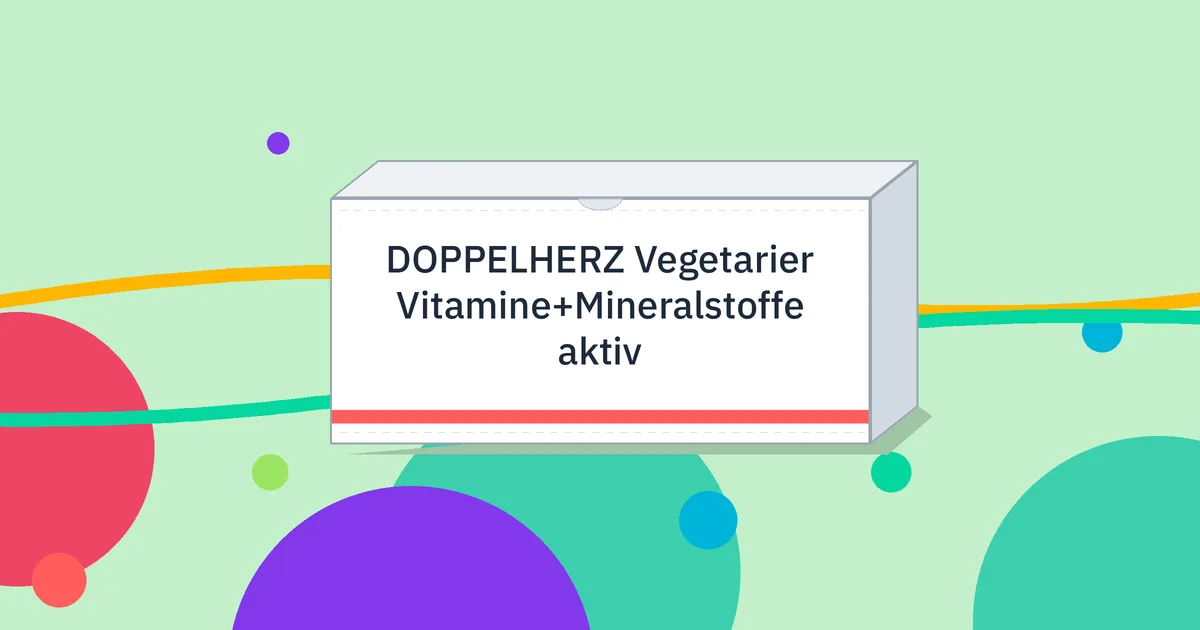 Symbolbild: Packung mit der Aufschrift DOPPELHERZ Vegetarier Vitamine+Mineralstoffe aktiv (PZN 16902532) – Verfügbarkeit und Bezug in Apotheken in Frankfurt am Main