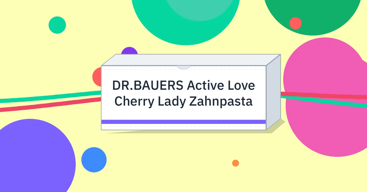 Symbolbild: Packung mit der Aufschrift DR.BAUERS Active Love Cherry Lady Zahnpasta (PZN 19762735) – Verfügbarkeit und Bezug in Apotheken in Frankfurt am Main