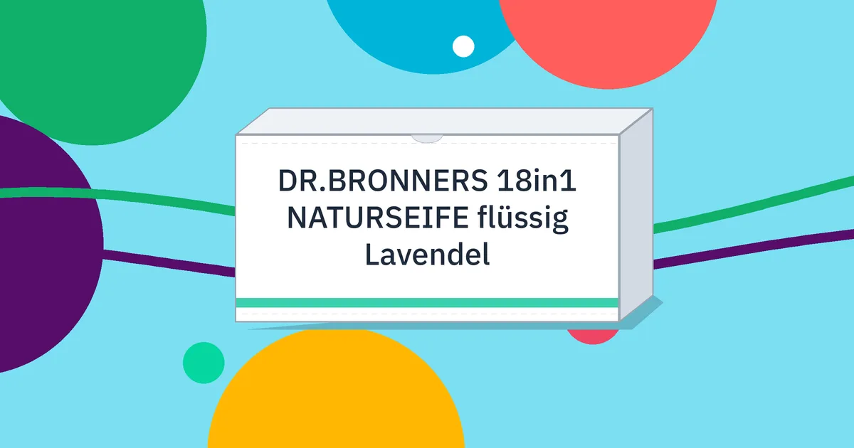 Symbolbild: Packung mit der Aufschrift DR.BRONNERS 18in1 NATURSEIFE flüssig Lavendel (PZN 19241226) – Verfügbarkeit und Bezug in Apotheken in Frankfurt am Main