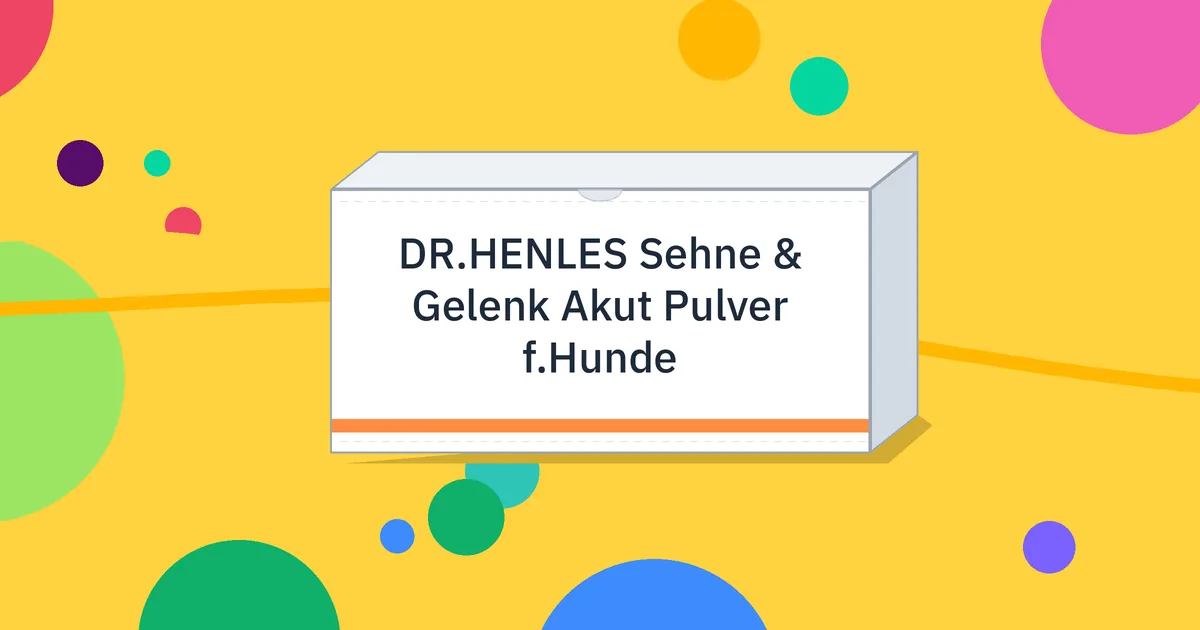 Symbolbild: Packung mit der Aufschrift DR.HENLES Sehne & Gelenk Akut Pulver f.Hunde (PZN 16038016) – Verfügbarkeit und Bezug in Apotheken in Frankfurt am Main