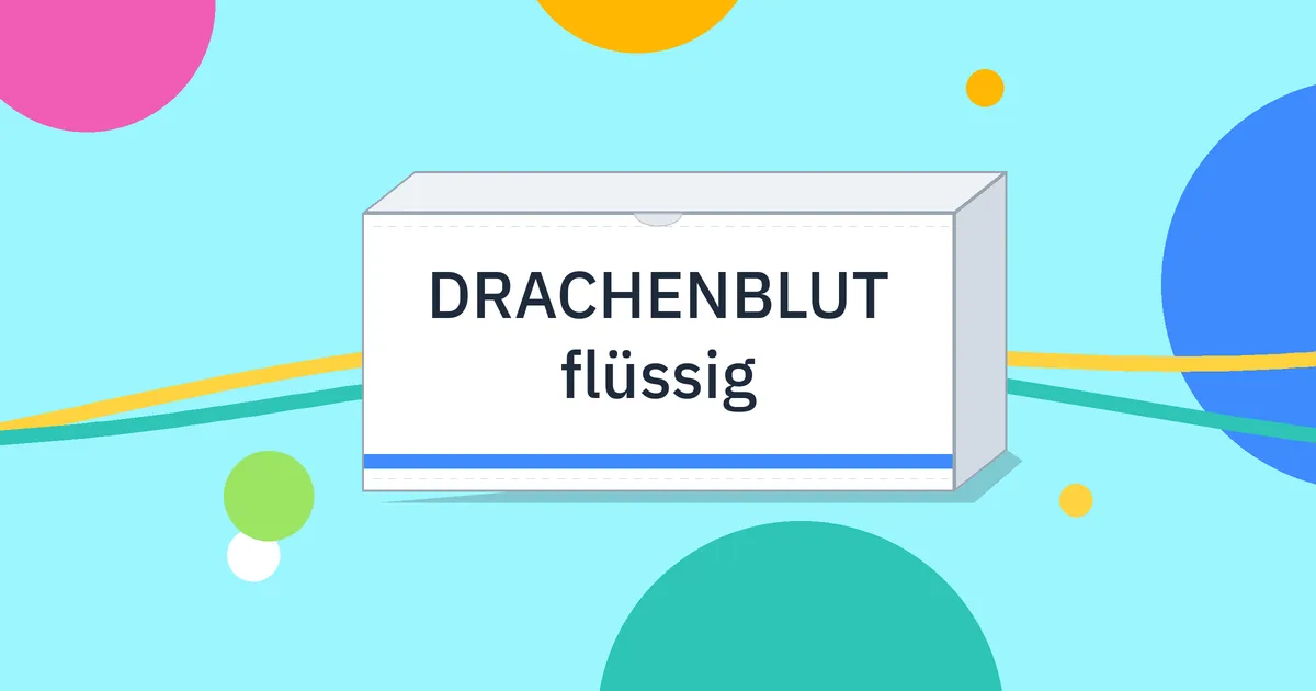 Symbolbild: Packung mit der Aufschrift DRACHENBLUT flüssig (PZN 19845728) – Verfügbarkeit und Bezug in Apotheken in Frankfurt am Main