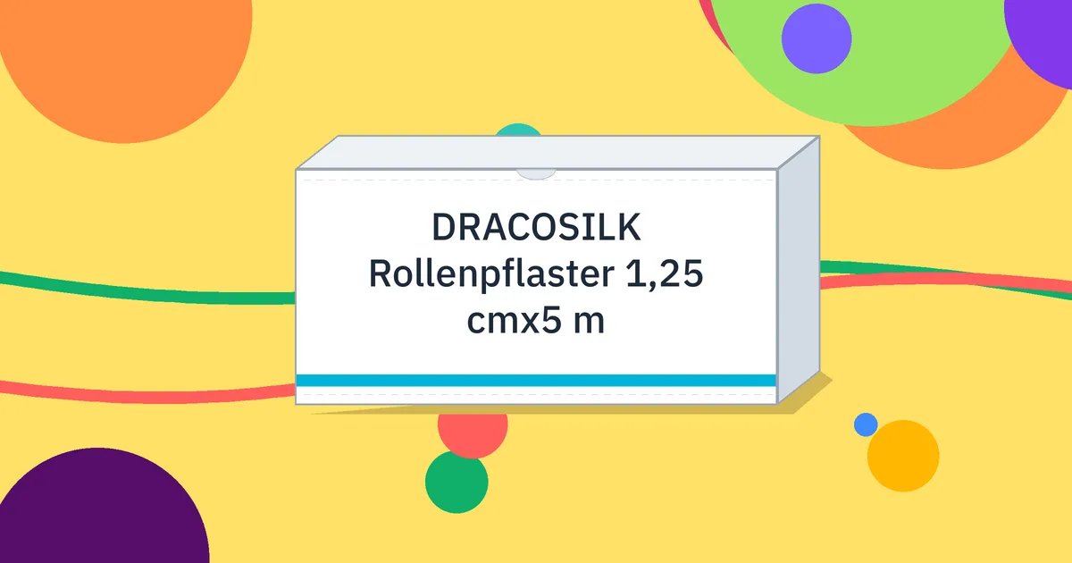 Symbolbild: Packung mit der Aufschrift DRACOSILK Rollenpflaster 1,25 cmx5 m (PZN 03767759) – Verfügbarkeit und Bezug in Apotheken in Frankfurt am Main