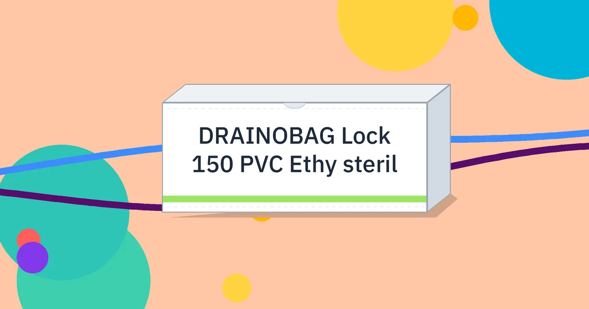 Symbolbild: Packung mit der Aufschrift DRAINOBAG Lock 150 PVC Ethy steril (PZN 06166368) – Verfügbarkeit und Bezug in Apotheken in Frankfurt am Main