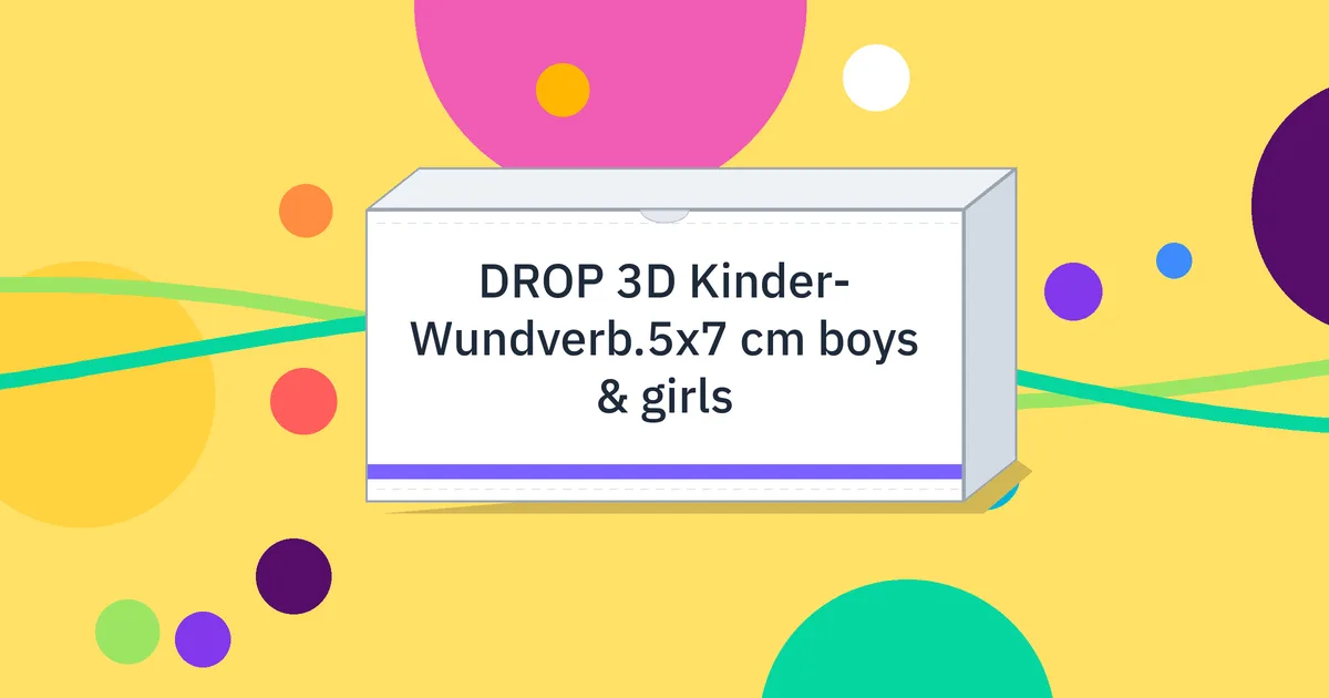 Symbolbild: Packung mit der Aufschrift DROP 3D Kinder-Wundverb.5x7 cm boys & girls (PZN 12456596) – Verfügbarkeit und Bezug in Apotheken in Frankfurt am Main