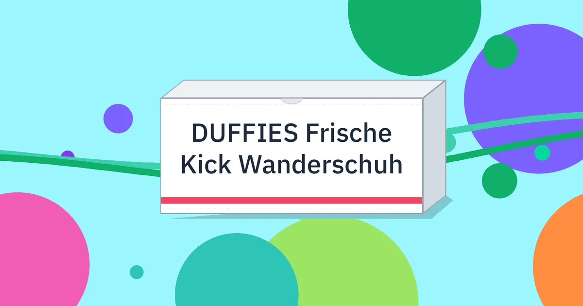Symbolbild: Packung mit der Aufschrift DUFFIES Frische Kick Wanderschuh (PZN 20649263) – Verfügbarkeit und Bezug in Apotheken in Frankfurt am Main