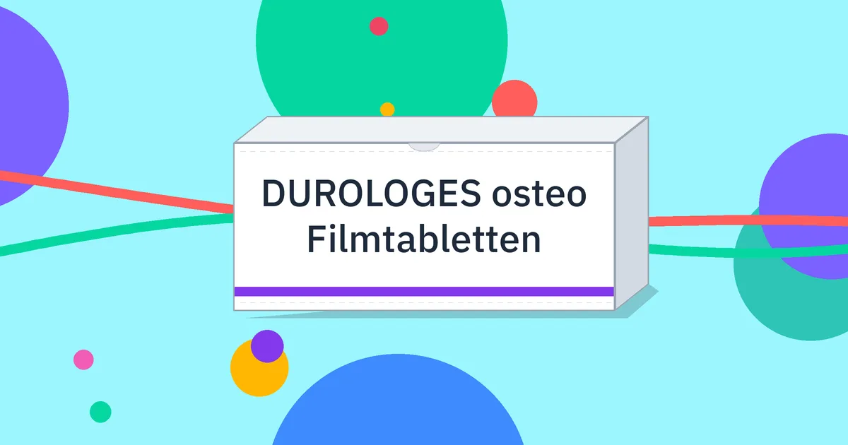 Symbolbild: Packung mit der Aufschrift DUROLOGES osteo Filmtabletten (PZN 17147380) – Verfügbarkeit und Bezug in Apotheken in Frankfurt am Main