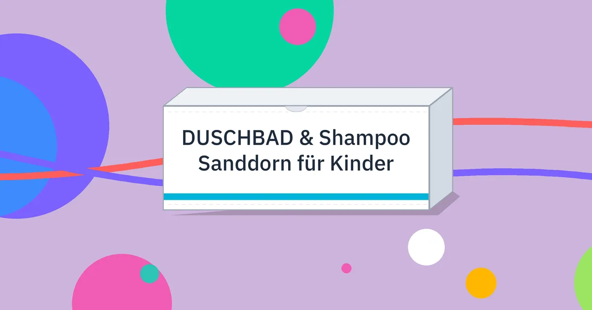 Symbolbild: Packung mit der Aufschrift DUSCHBAD & Shampoo Sanddorn für Kinder (PZN 16334476) – Verfügbarkeit und Bezug in Apotheken in Frankfurt am Main