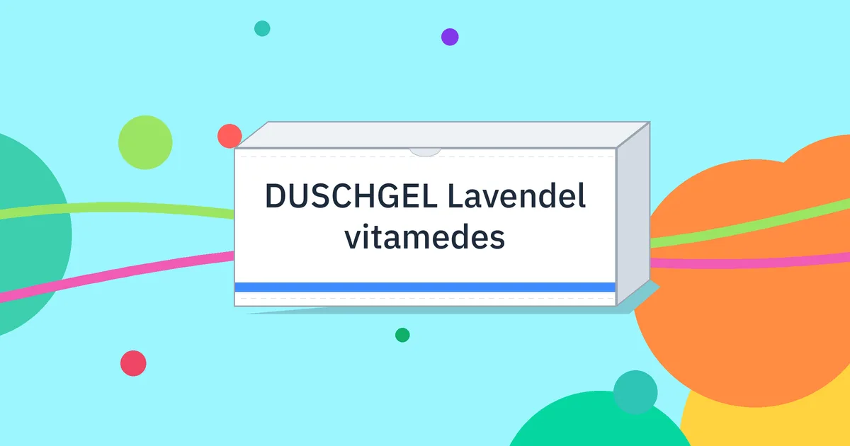 Symbolbild: Packung mit der Aufschrift DUSCHGEL Lavendel vitamedes (PZN 19825223) – Verfügbarkeit und Bezug in Apotheken in Frankfurt am Main