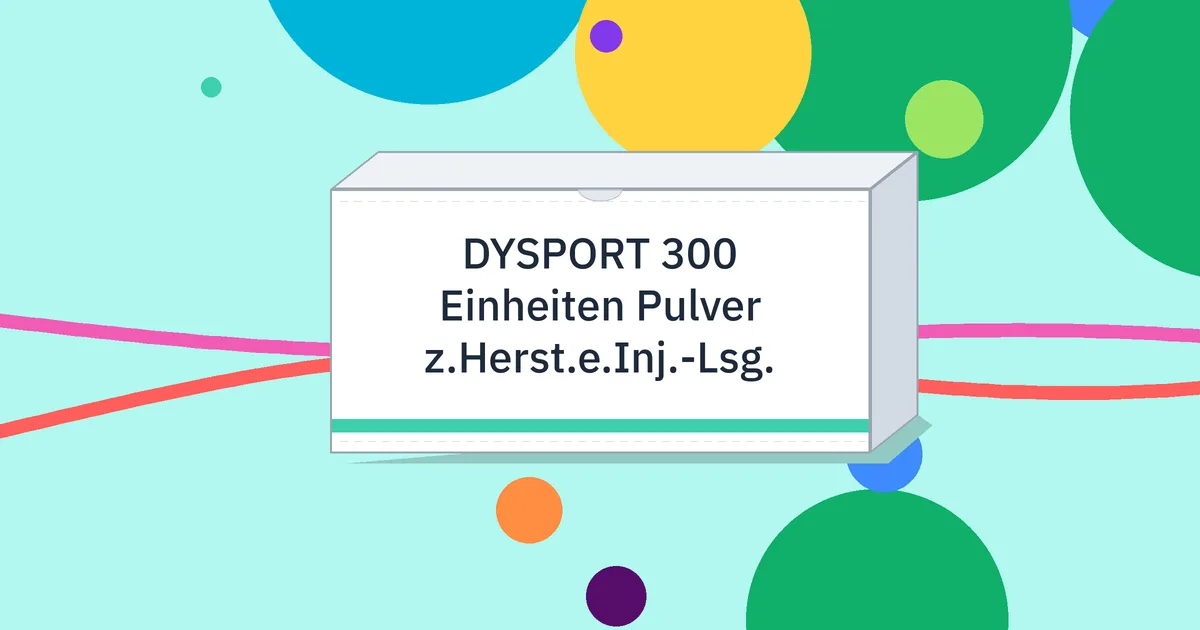 Symbolbild: Packung mit der Aufschrift DYSPORT 300 Einheiten Pulver z.Herst.e.Inj.-Lsg. (PZN 18701045) – Verfügbarkeit und Bezug in Apotheken in Frankfurt am Main