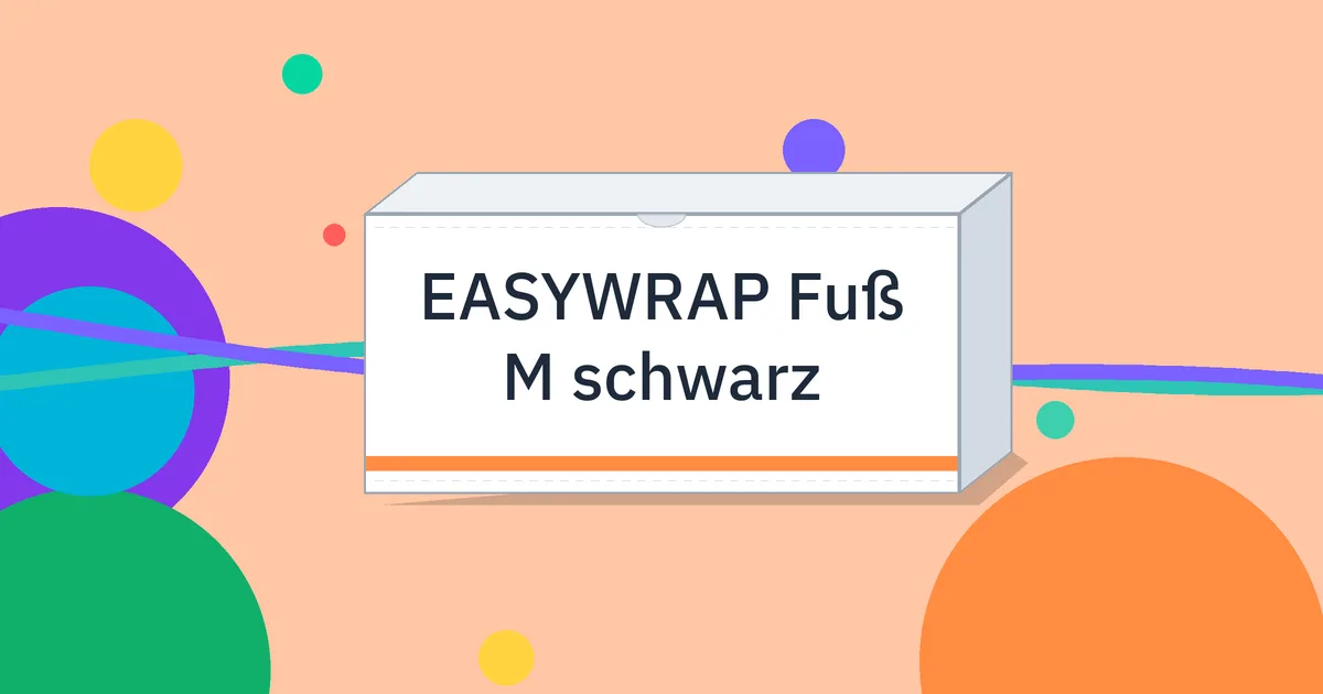 Symbolbild: Packung mit der Aufschrift EASYWRAP Fuß M schwarz (PZN 18748360) – Verfügbarkeit und Bezug in Apotheken in Frankfurt am Main