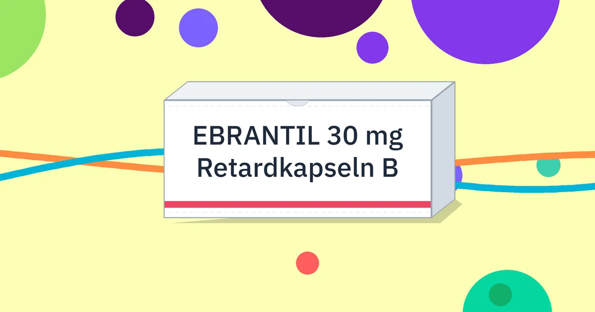 Symbolbild: Packung mit der Aufschrift EBRANTIL 30 mg Retardkapseln B (PZN 07745269) – Verfügbarkeit und Bezug in Apotheken in Frankfurt am Main