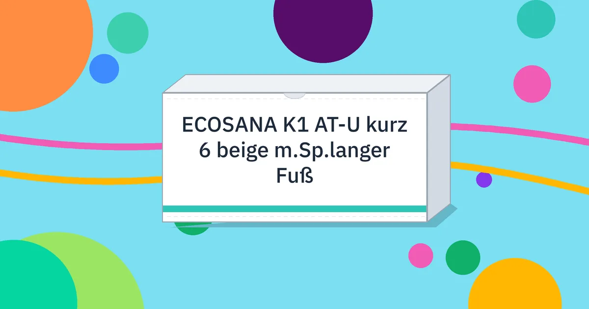 Symbolbild: Packung mit der Aufschrift ECOSANA K1 AT-U kurz 6 beige m.Sp.langer Fuß (PZN 04734963) – Verfügbarkeit und Bezug in Apotheken in Frankfurt am Main