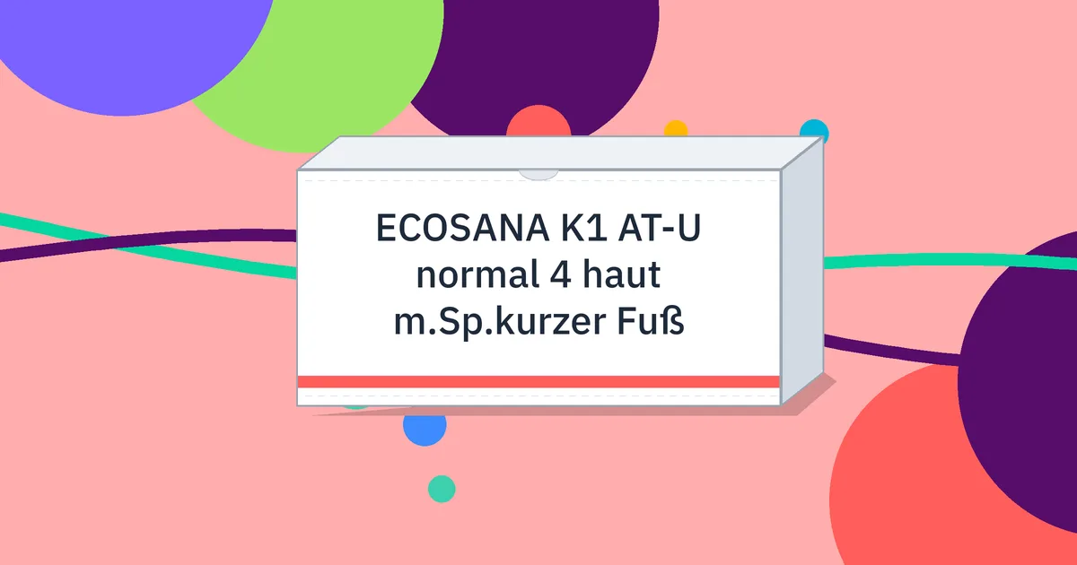 Symbolbild: Packung mit der Aufschrift ECOSANA K1 AT-U normal 4 haut m.Sp.kurzer Fuß (PZN 04734265) – Verfügbarkeit und Bezug in Apotheken in Frankfurt am Main