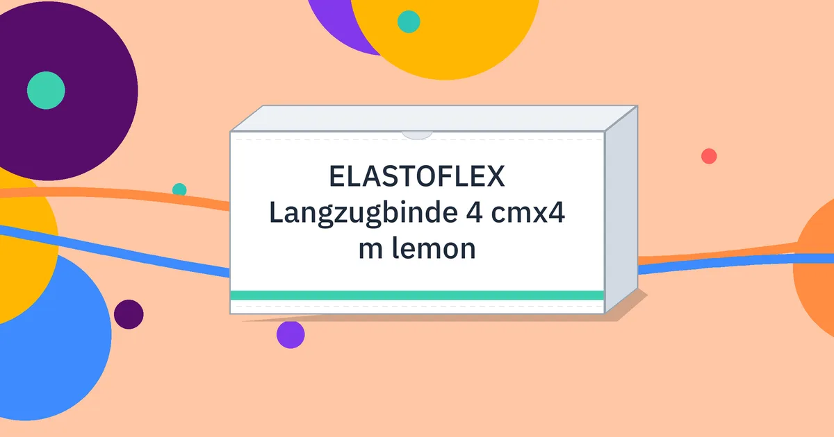 Symbolbild: Packung mit der Aufschrift ELASTOFLEX Langzugbinde 4 cmx4 m lemon (PZN 17176016) – Verfügbarkeit und Bezug in Apotheken in Frankfurt am Main