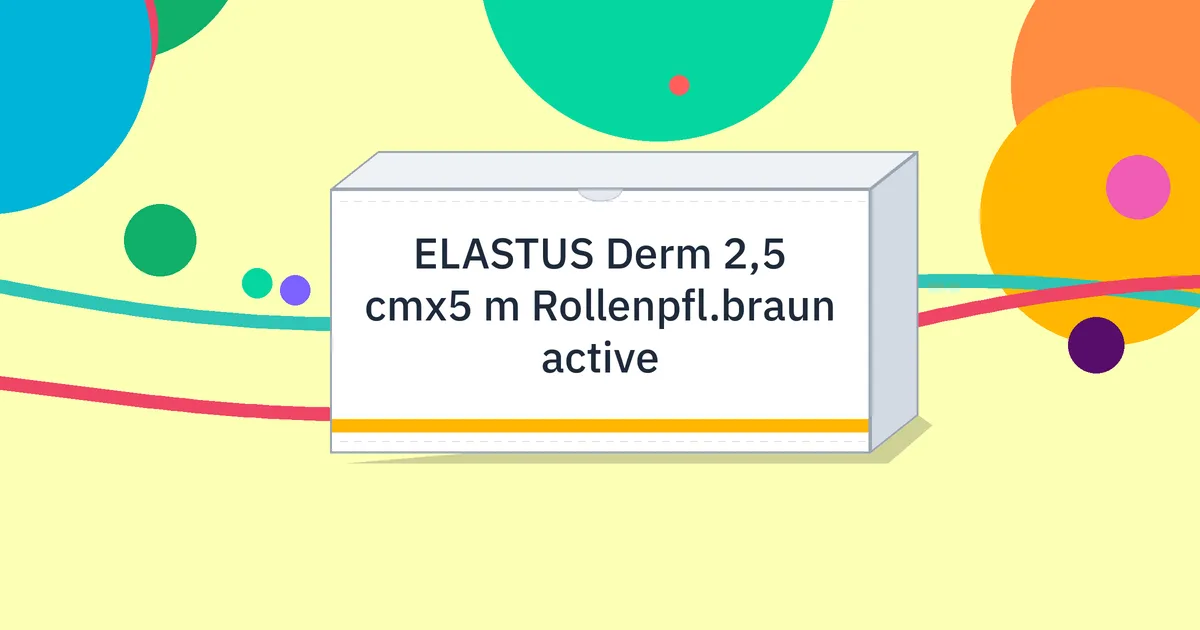 Symbolbild: Packung mit der Aufschrift ELASTUS Derm 2,5 cmx5 m Rollenpfl.braun active (PZN 01312486) – Verfügbarkeit und Bezug in Apotheken in Frankfurt am Main