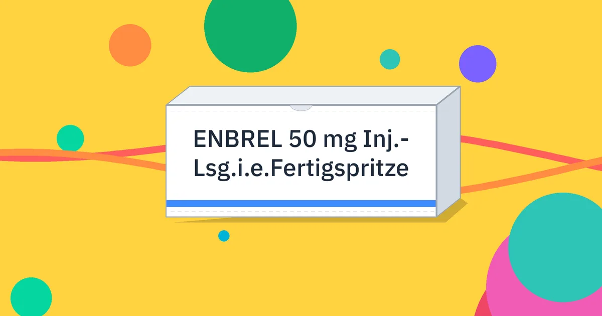 Symbolbild: Packung mit der Aufschrift ENBREL 50 mg Inj.-Lsg.i.e.Fertigspritze (PZN 12571363) – Verfügbarkeit und Bezug in Apotheken in Frankfurt am Main