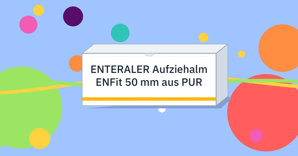 Symbolbild: Packung mit der Aufschrift ENTERALER Aufziehalm ENFit 50 mm aus PUR (PZN 19996686) – Verfügbarkeit und Bezug in Apotheken in Frankfurt am Main