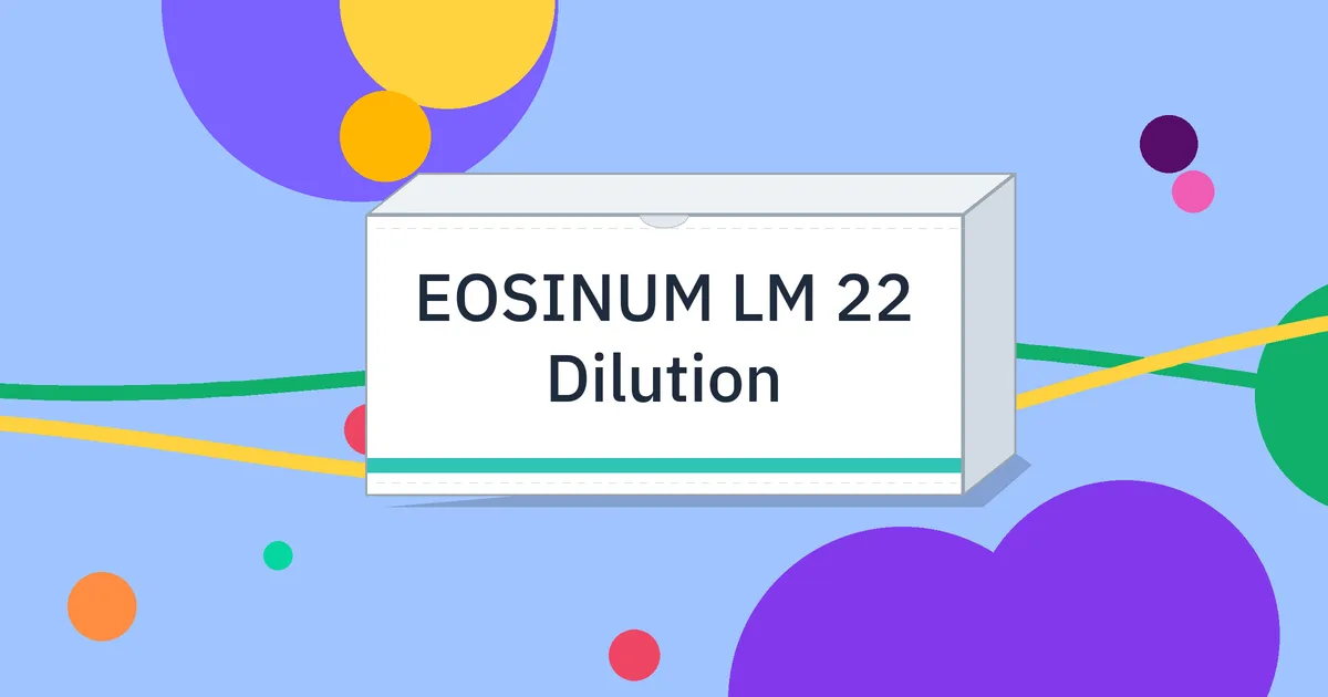 Symbolbild: Packung mit der Aufschrift EOSINUM LM 22 Dilution (PZN 16704737) – Verfügbarkeit und Bezug in Apotheken in Frankfurt am Main