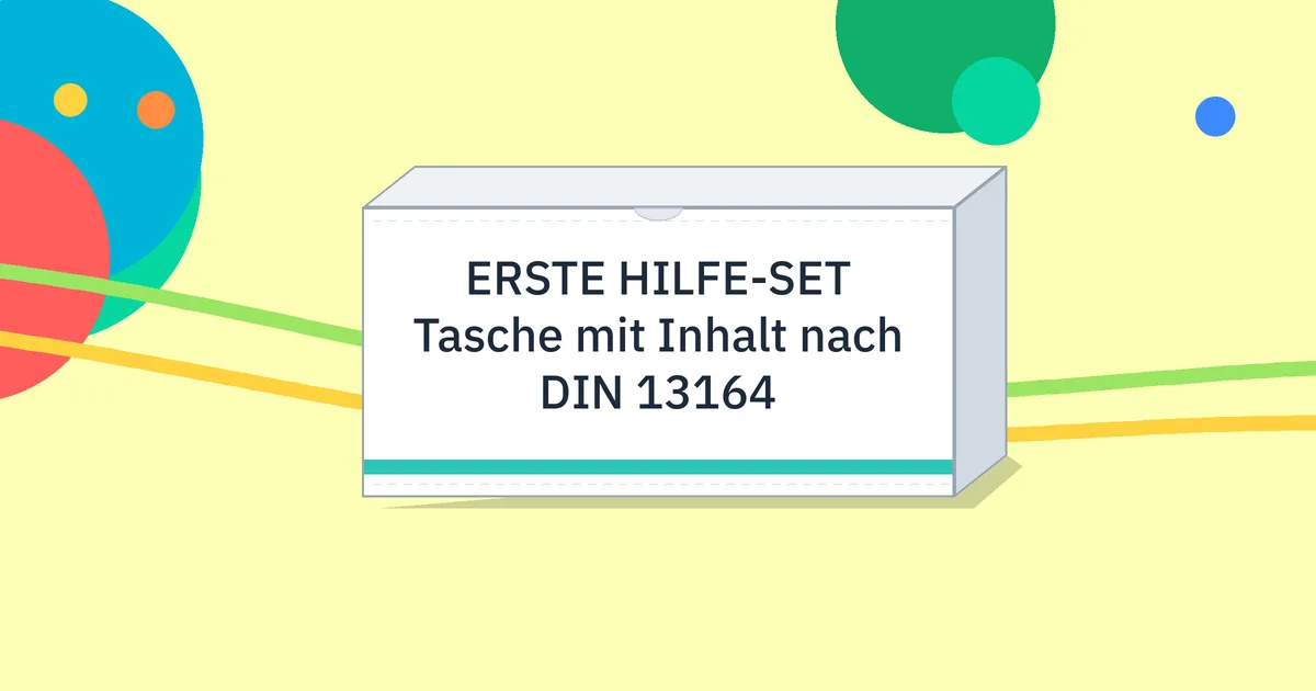 Symbolbild: Packung mit der Aufschrift ERSTE HILFE-SET Tasche mit Inhalt nach DIN 13164 (PZN 14141951) – Verfügbarkeit und Bezug in Apotheken in Frankfurt am Main