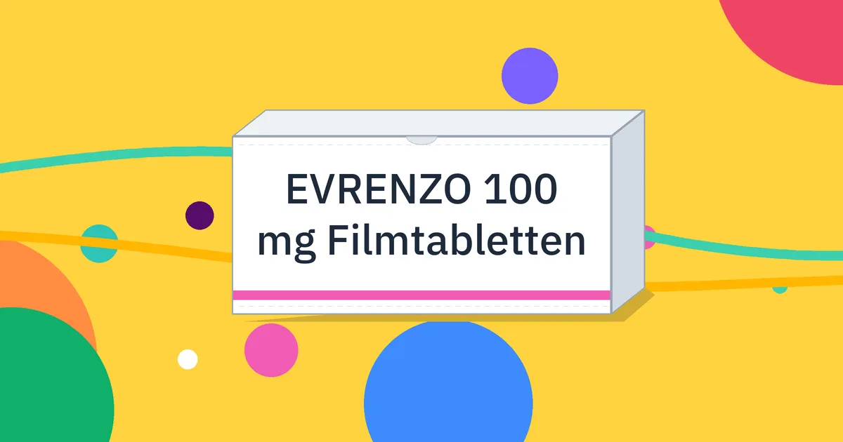 Symbolbild: Packung mit der Aufschrift EVRENZO 100 mg Filmtabletten (PZN 19798957) – Verfügbarkeit und Bezug in Apotheken in Frankfurt am Main