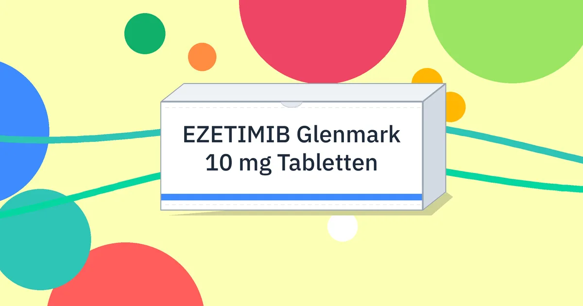 Symbolbild: Packung mit der Aufschrift EZETIMIB Glenmark 10 mg Tabletten (PZN 13156703) – Verfügbarkeit und Bezug in Apotheken in Frankfurt am Main