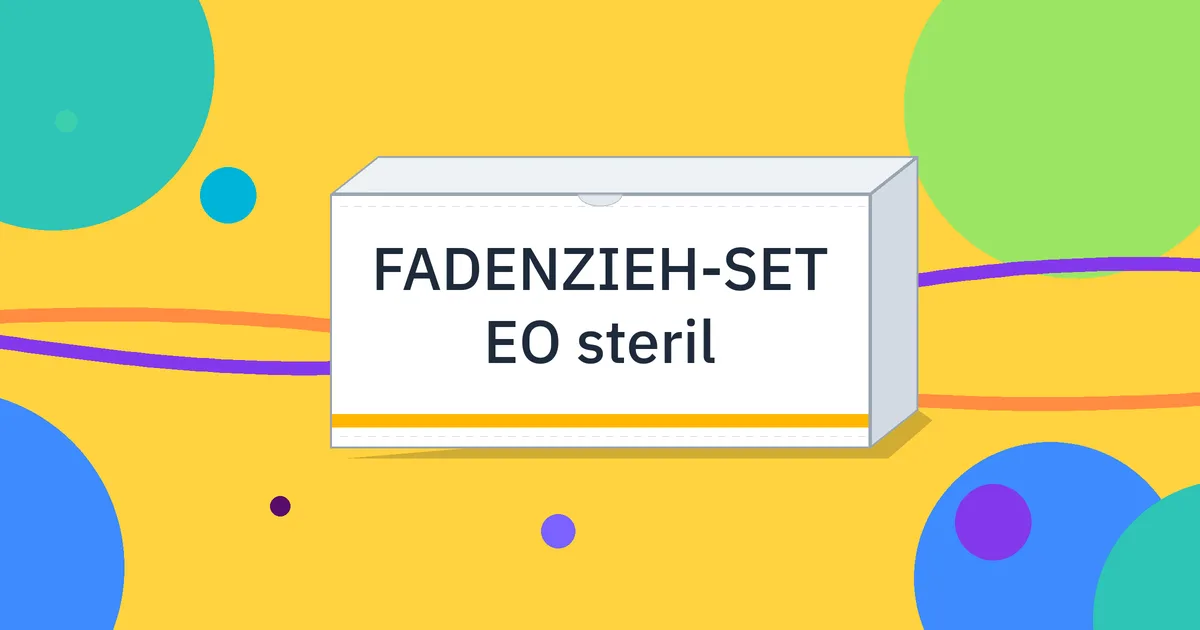 Symbolbild: Packung mit der Aufschrift FADENZIEH-SET EO steril (PZN 17622036) – Verfügbarkeit und Bezug in Apotheken in Frankfurt am Main