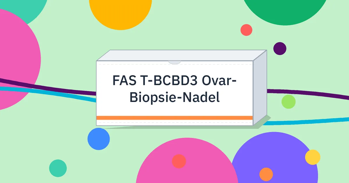 Symbolbild: Packung mit der Aufschrift FAS T-BCBD3 Ovar-Biopsie-Nadel (PZN 19093547) – Verfügbarkeit und Bezug in Apotheken in Frankfurt am Main