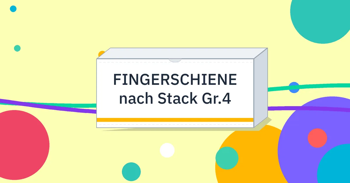 Symbolbild: Packung mit der Aufschrift FINGERSCHIENE nach Stack Gr.4 (PZN 02693042) – Verfügbarkeit und Bezug in Apotheken in Frankfurt am Main