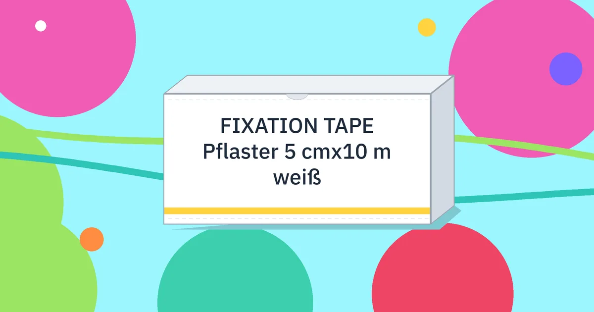 Symbolbild: Packung mit der Aufschrift FIXATION TAPE Pflaster 5 cmx10 m weiß (PZN 17559125) – Verfügbarkeit und Bezug in Apotheken in Frankfurt am Main