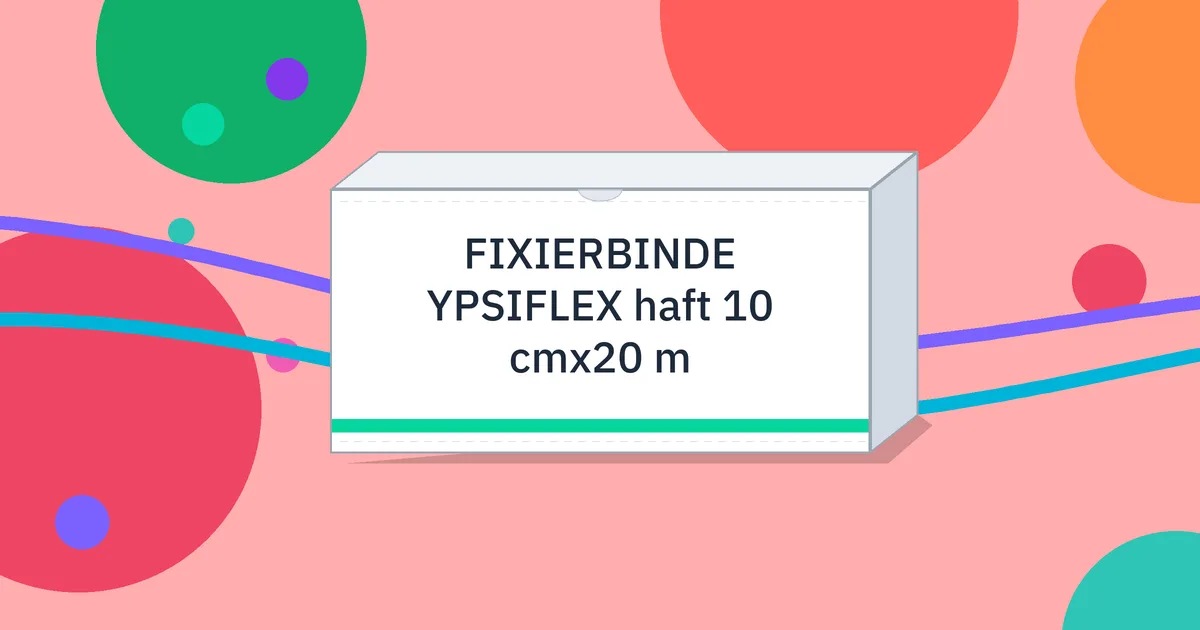 Symbolbild: Packung mit der Aufschrift FIXIERBINDE YPSIFLEX haft 10 cmx20 m (PZN 06321478) – Verfügbarkeit und Bezug in Apotheken in Frankfurt am Main
