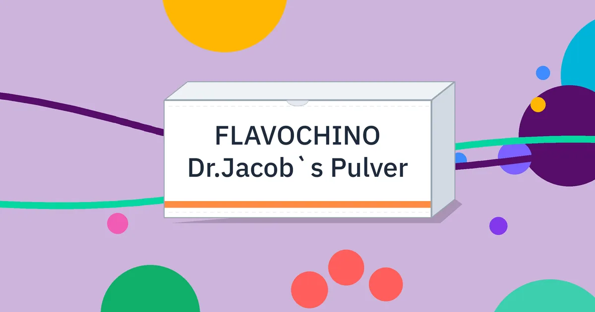 Symbolbild: Packung mit der Aufschrift FLAVOCHINO Dr.Jacob`s Pulver (PZN 10915195) – Verfügbarkeit und Bezug in Apotheken in Frankfurt am Main