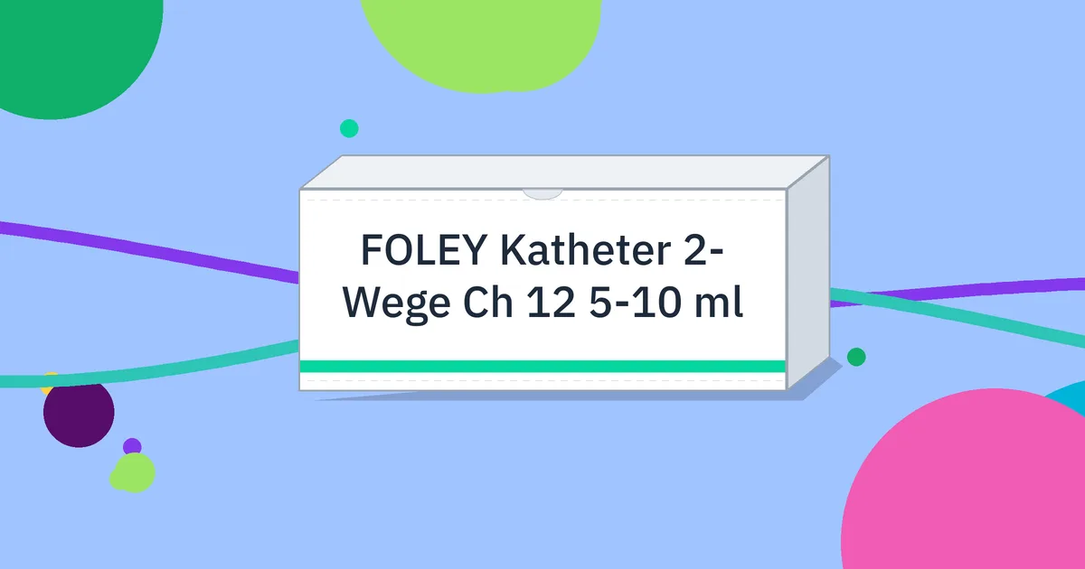 Symbolbild: Packung mit der Aufschrift FOLEY Katheter 2-Wege Ch 12 5-10 ml (PZN 17394919) – Verfügbarkeit und Bezug in Apotheken in Frankfurt am Main