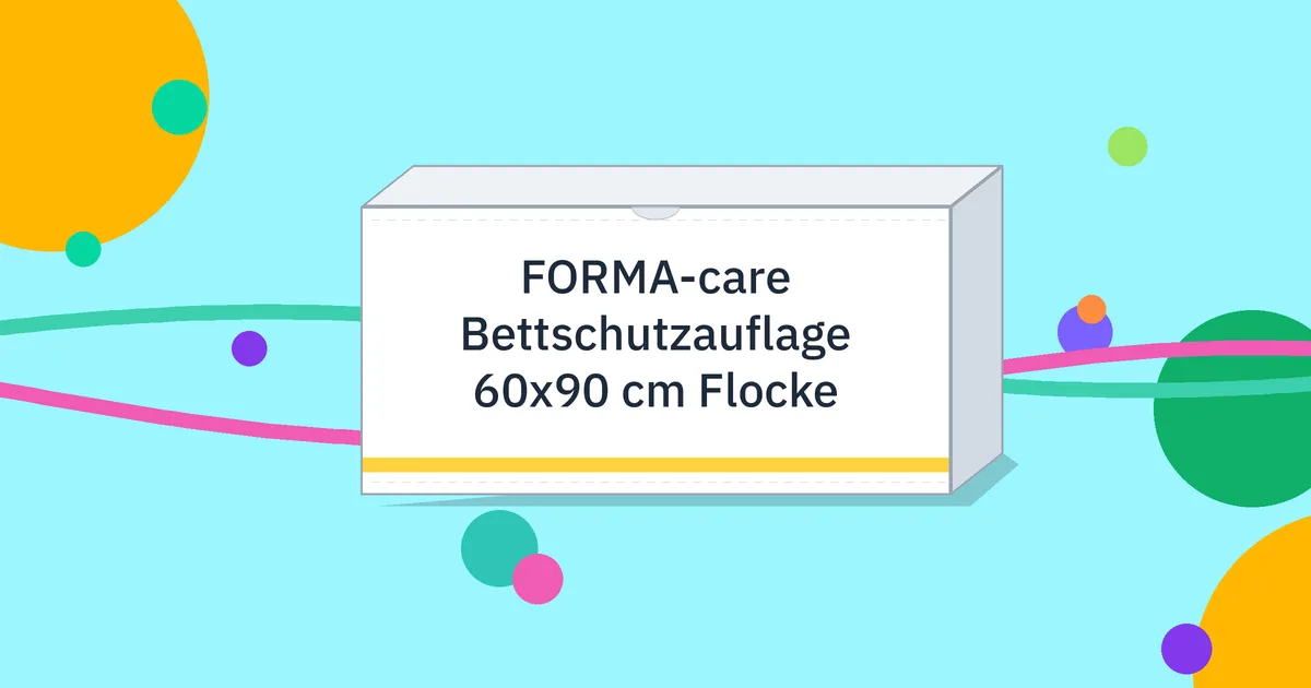 Symbolbild: Packung mit der Aufschrift FORMA-care Bettschutzauflage 60x90 cm Flocke (PZN 14142063) – Verfügbarkeit und Bezug in Apotheken in Frankfurt am Main