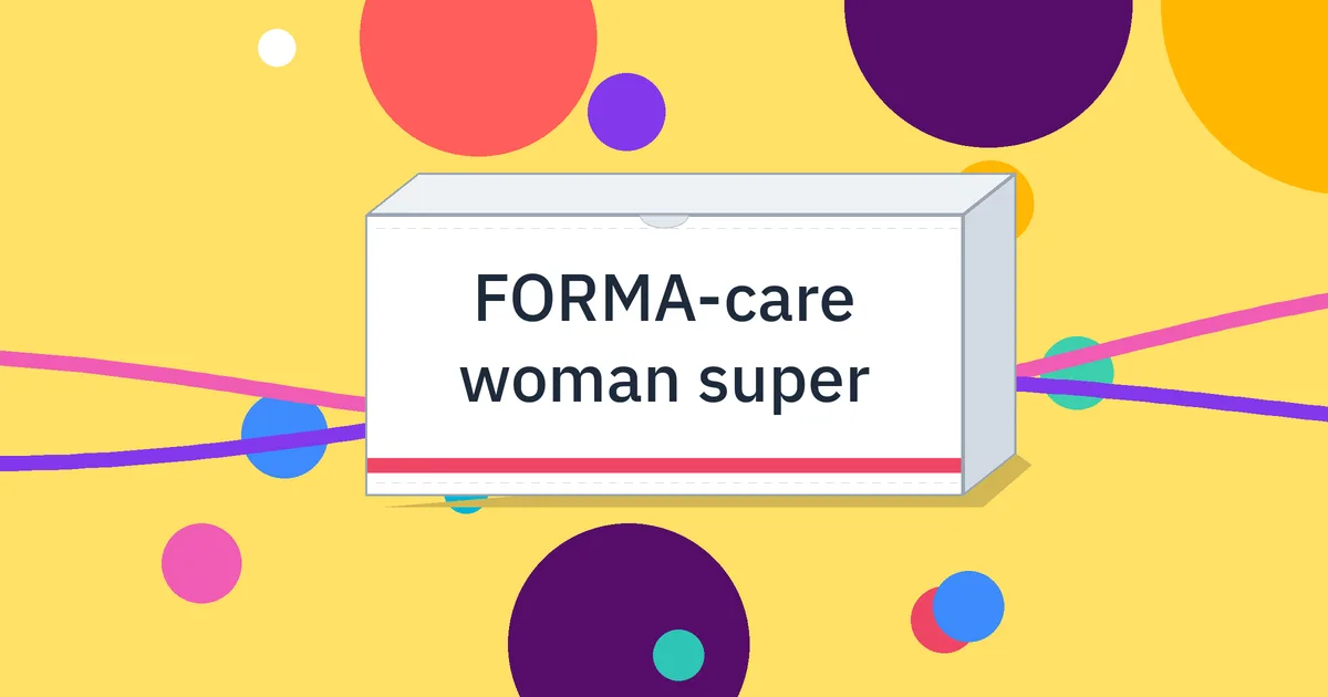 Symbolbild: Packung mit der Aufschrift FORMA-care woman super (PZN 00809262) – Verfügbarkeit und Bezug in Apotheken in Frankfurt am Main