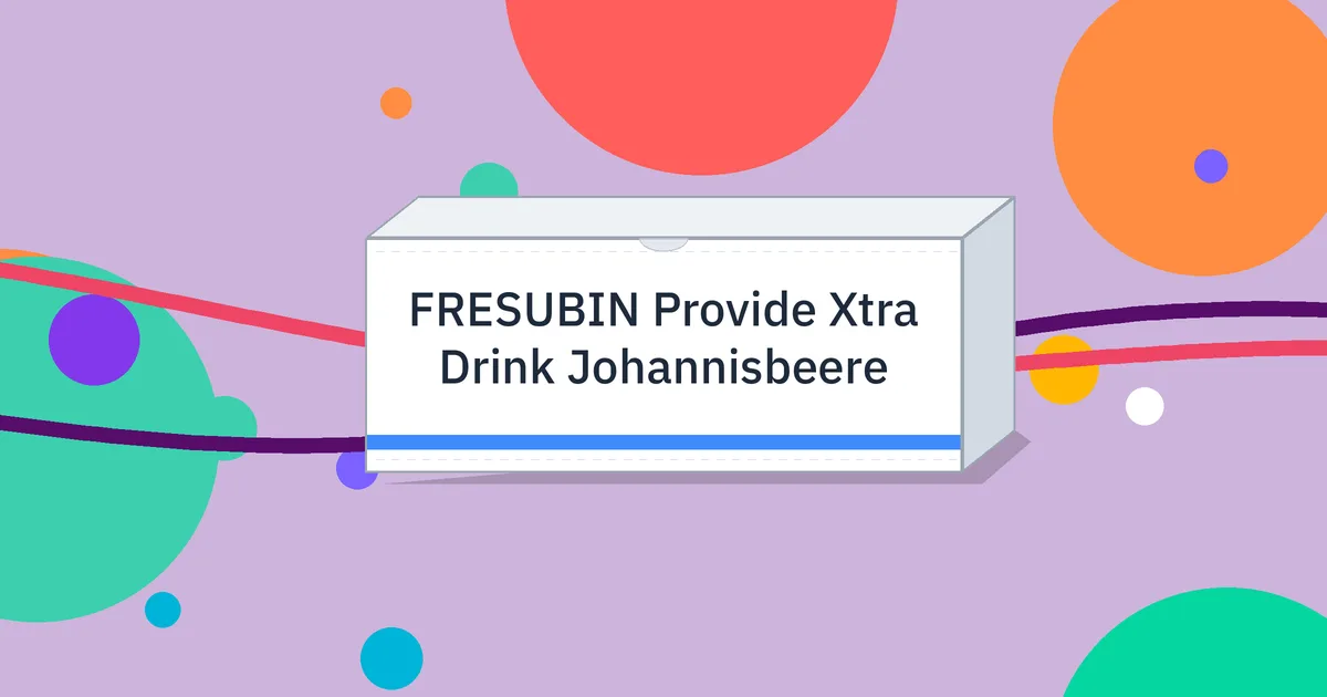 Symbolbild: Packung mit der Aufschrift FRESUBIN Provide Xtra Drink Johannisbeere (PZN 19468450) – Verfügbarkeit und Bezug in Apotheken in Frankfurt am Main