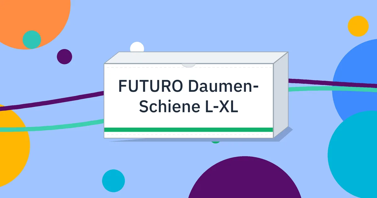 Symbolbild: Packung mit der Aufschrift FUTURO Daumen-Schiene L-XL (PZN 06825902) – Verfügbarkeit und Bezug in Apotheken in Frankfurt am Main