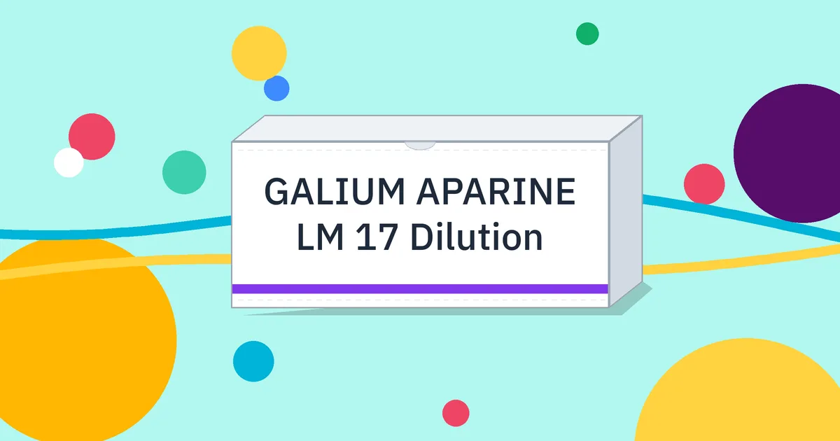 Symbolbild: Packung mit der Aufschrift GALIUM APARINE LM 17 Dilution (PZN 13497189) – Verfügbarkeit und Bezug in Apotheken in Frankfurt am Main