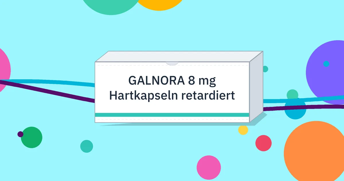 Symbolbild: Packung mit der Aufschrift GALNORA 8 mg Hartkapseln retardiert (PZN 09941626) – Verfügbarkeit und Bezug in Apotheken in Frankfurt am Main