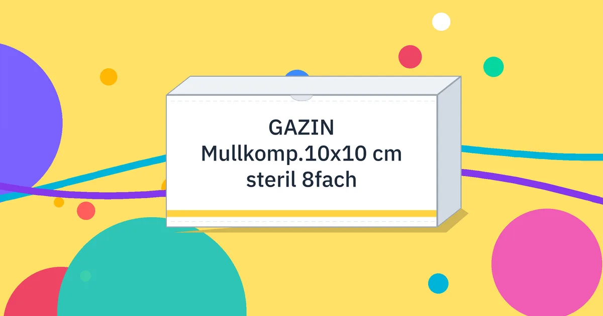 Symbolbild: Packung mit der Aufschrift GAZIN Mullkomp.10x10 cm steril 8fach (PZN 17451853) – Verfügbarkeit und Bezug in Apotheken in Frankfurt am Main